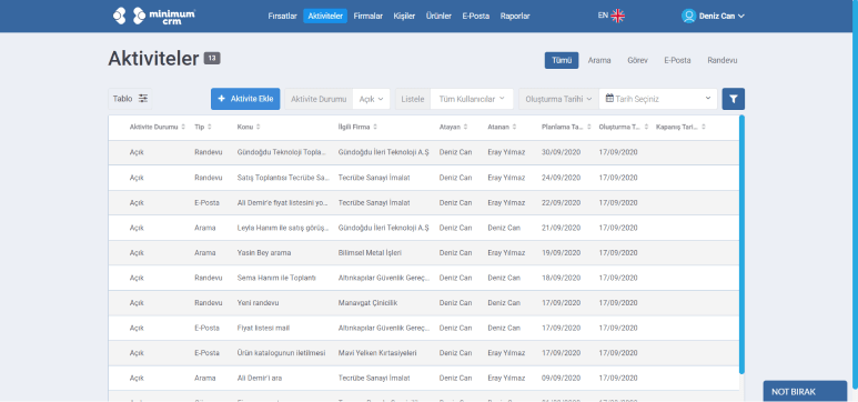 Activities Module - Task Management - Minimum CRM